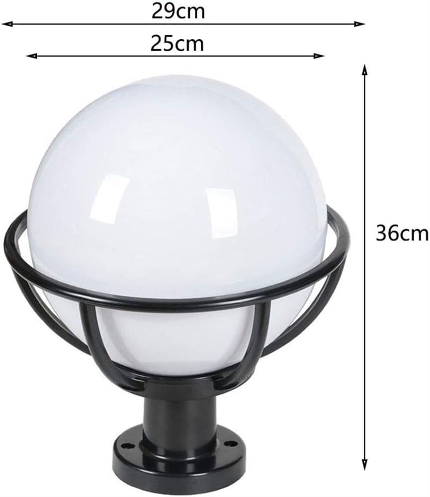 DUBOXX Waterproof Outdoor Garden Pillar Light Industrial Modern Post Lights Spherical Globe Ball Column Lamp Community Patio Landscape Lighting E27 External Fence Deck Post Lantern (Color : Clear, S