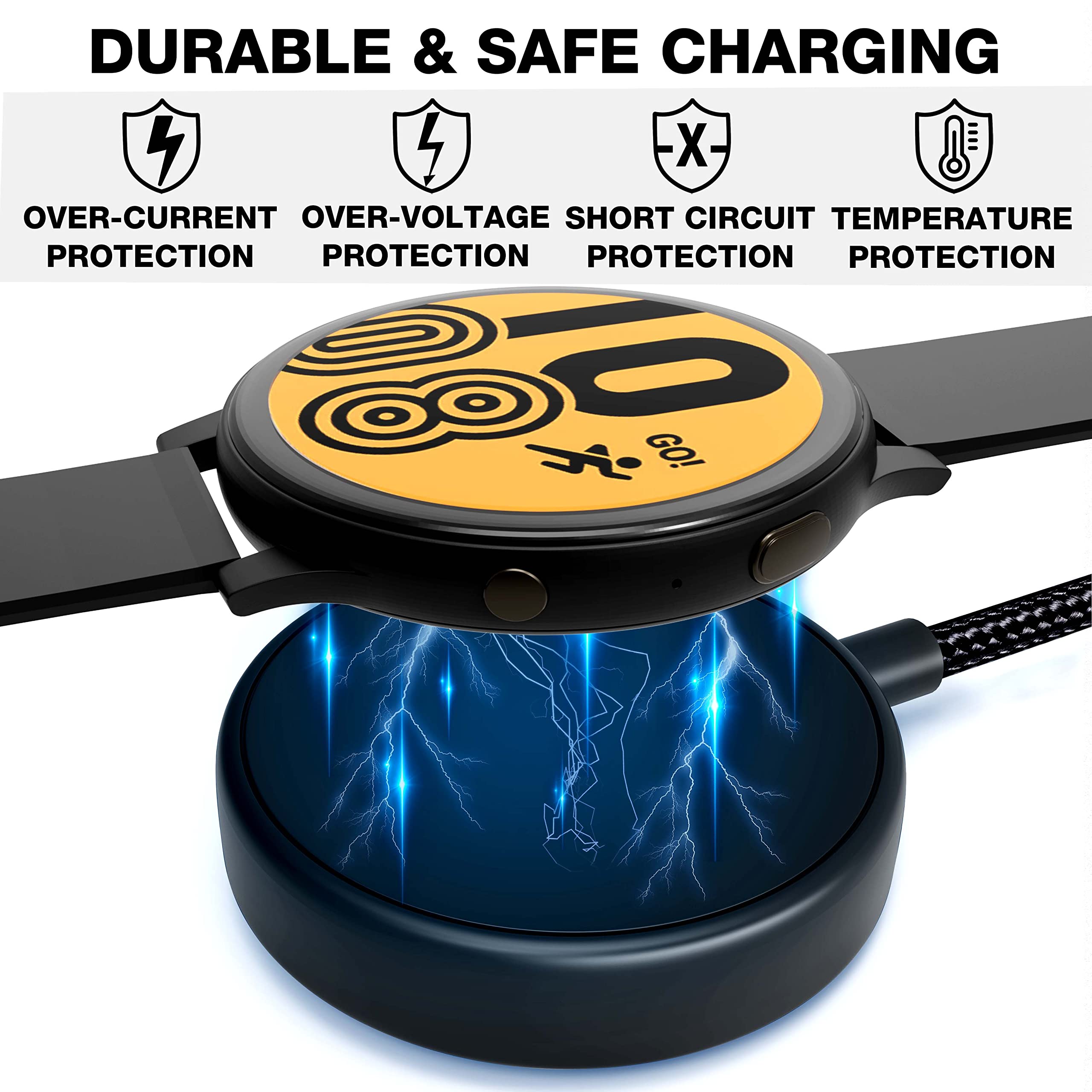 Galaxy Watch 6 Charger Compatible with Samsung Galaxy Watch 6/6 Classic/5/4/3/Active, USB C Charging Cable for Galaxy S23/S22/S21/S20/S10/Note 20/10/9/Buds, 2 in 1 4FT Wireless Charger Dock Cord