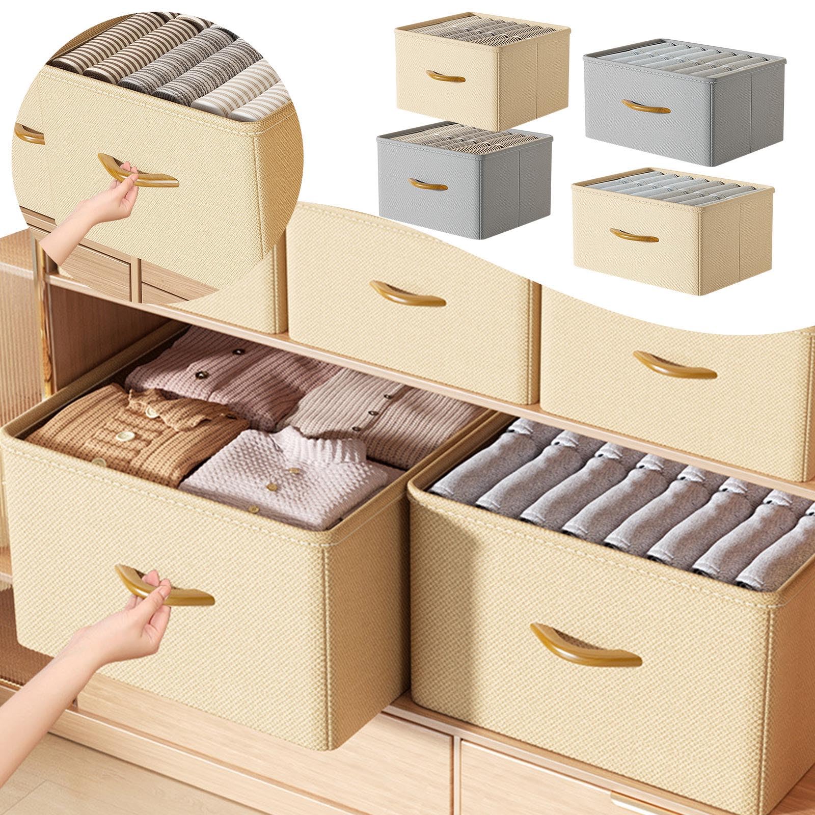 PONPRNGY Cloth Storage Bin - Large Capacity Storage Bins Closet Organizer System, Household Wardrobe Layered Sorting Box Clothes Pants Fabric Art Drawer Folding Clothes Storage Box (B/medium)