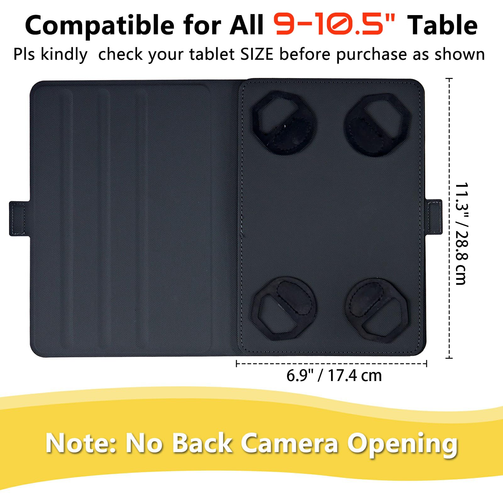 Universal Case for 9-10.5 inch Tablet, Leather Stand Protective Case Cover for 9.7" 10.1" 10.5" Tablet with Adjustable Fixing Silicon Band, Pink Heart