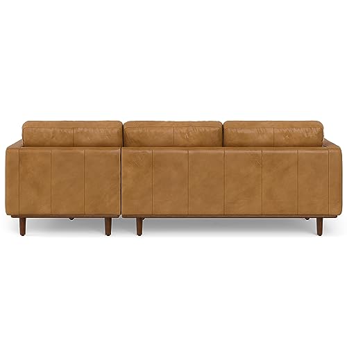 SIMPLIHOME Morrison Right Sectional Sofa in Full-Grain Genuine Leather, Sienna, 102-inches Wide, L-Shaped Leather Couch with Right Chaise for the Living Room and Family Room