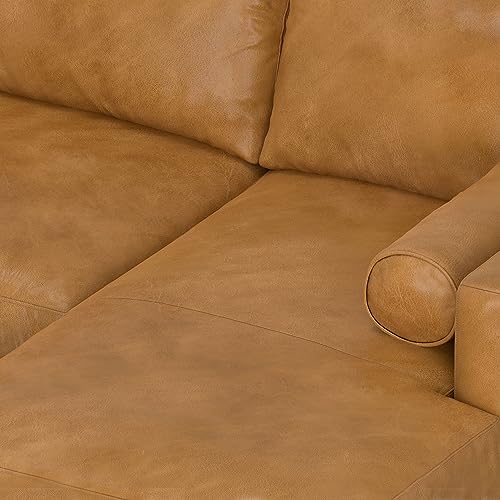 SIMPLIHOME Morrison Right Sectional Sofa in Full-Grain Genuine Leather, Sienna, 102-inches Wide, L-Shaped Leather Couch with Right Chaise for the Living Room and Family Room