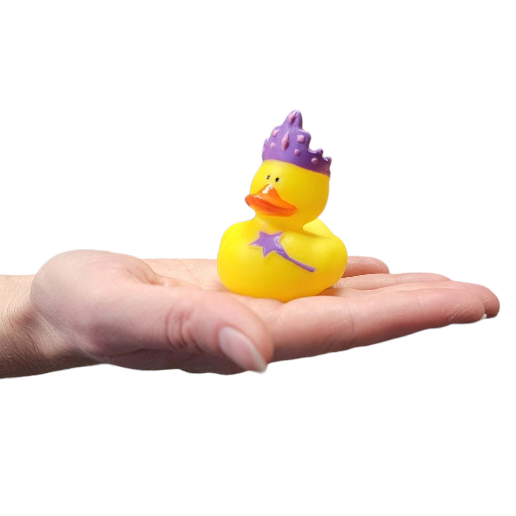 Cool Rubber Duckies for Girls Pink and Purple Princess Star (2") Standard Size. (12 Pack) Cute Duck Bath Tub Pool Toys. (Princess Rubber Ducks)