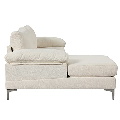 Casa Andrea Milano Modern Large BOUCLÉ L-Shape Sectional Sofa, Luxury Couch with Extra Wide Chaise Lounge, Couch for Living Room Apartment Lounge, Cream Boucle