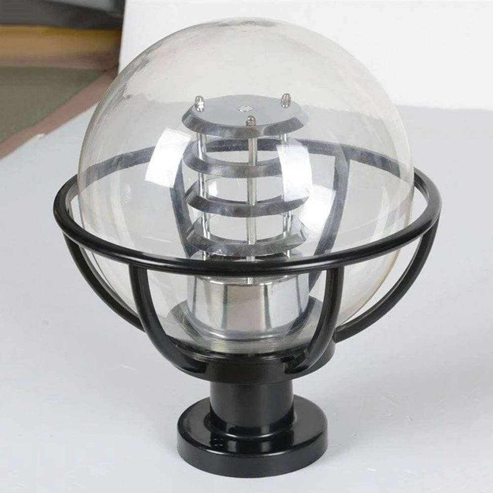 DUBOXX Waterproof Outdoor Garden Pillar Light Industrial Modern Post Lights Spherical Globe Ball Column Lamp Community Patio Landscape Lighting E27 External Fence Deck Post Lantern (Color : Clear, S