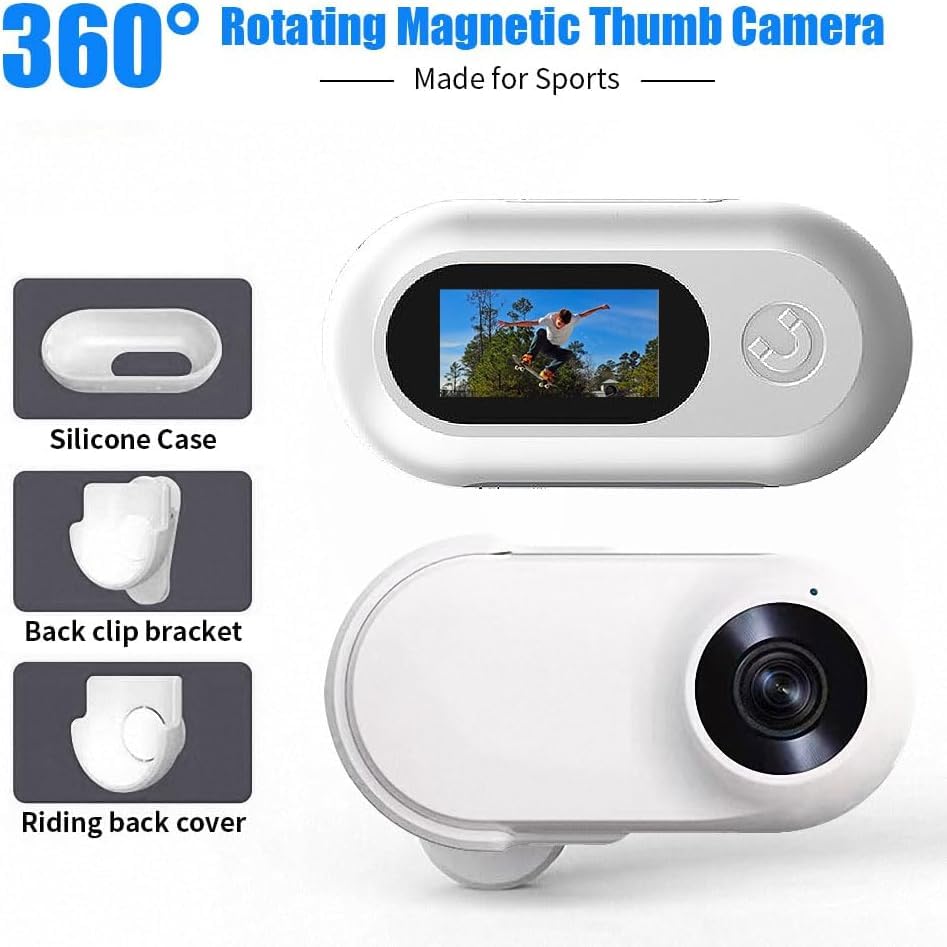 Kolarmo HD 1080P Thumb Motion Sport Camera,Thumb Motion Camera,1080p Mini Action Camera High Clear Sports Recorder Camera Waterproof with Screen Support Photo/Video/Playback Loop