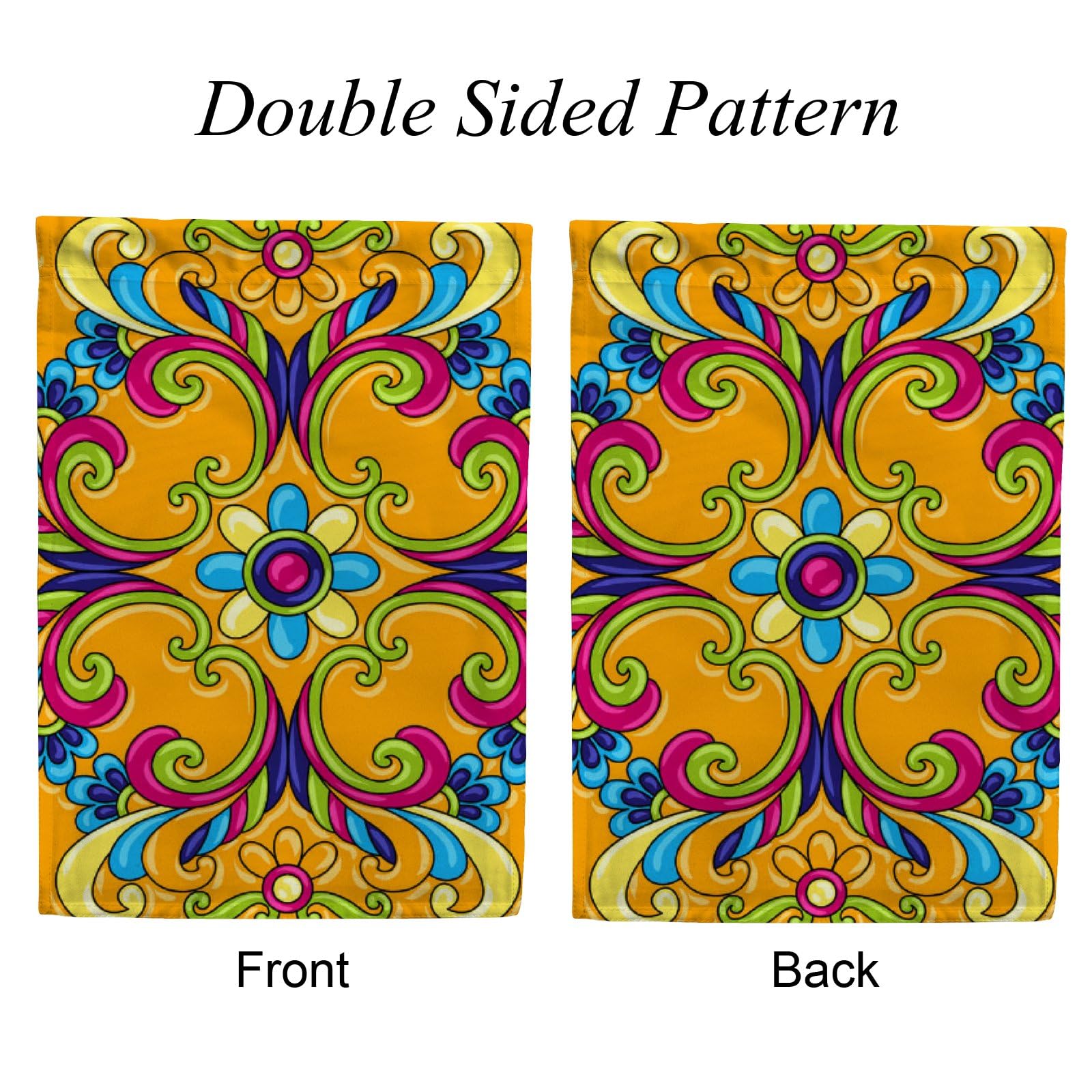 Mexican Talavera Ceramic Tile Holiday Garden Flag Vertical Double Sized Durable Polyester Fabric Non-Fade Outdoor Decoration Flag Banner for Christmas Halloween 12x18in