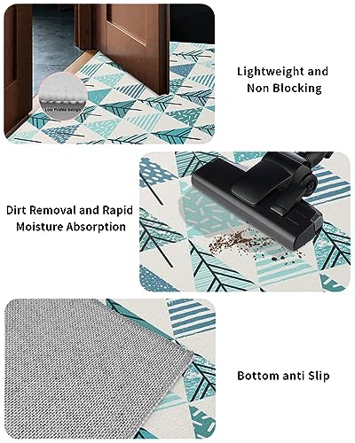 Indoor/Outdoor Door Mat Welcome Mats - Non-Slip Rubber Entryway Mats for Home High Traffic Area - Christmas Pine Tree Tile, 16x24 Inch