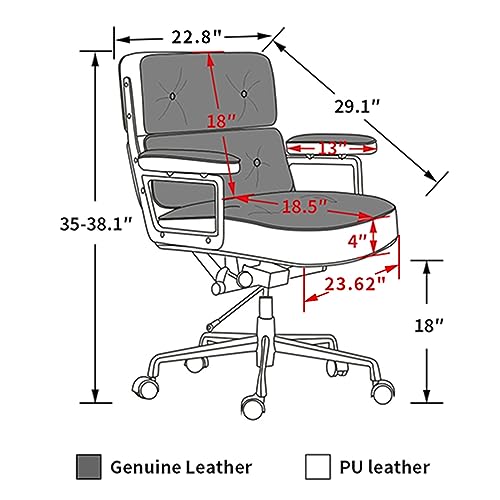 DHAEY Black Office Chair,PU Leather Desk Chair with Wheels,Adjustable Computer Executive Chair,Swivel Task Chair with Soft Backrest & Mute Pulley & Soft Sponge,Tilt Back to 120°,Easy to Assemble