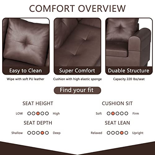 AWQM Upholstered Sectional Sofa w/Chaise Lounge, Modern L Shaped Sofa Couch with Storage Ottoman Bench, PU Leather Sectional Couches with Cup Holder for Living Room Small Space