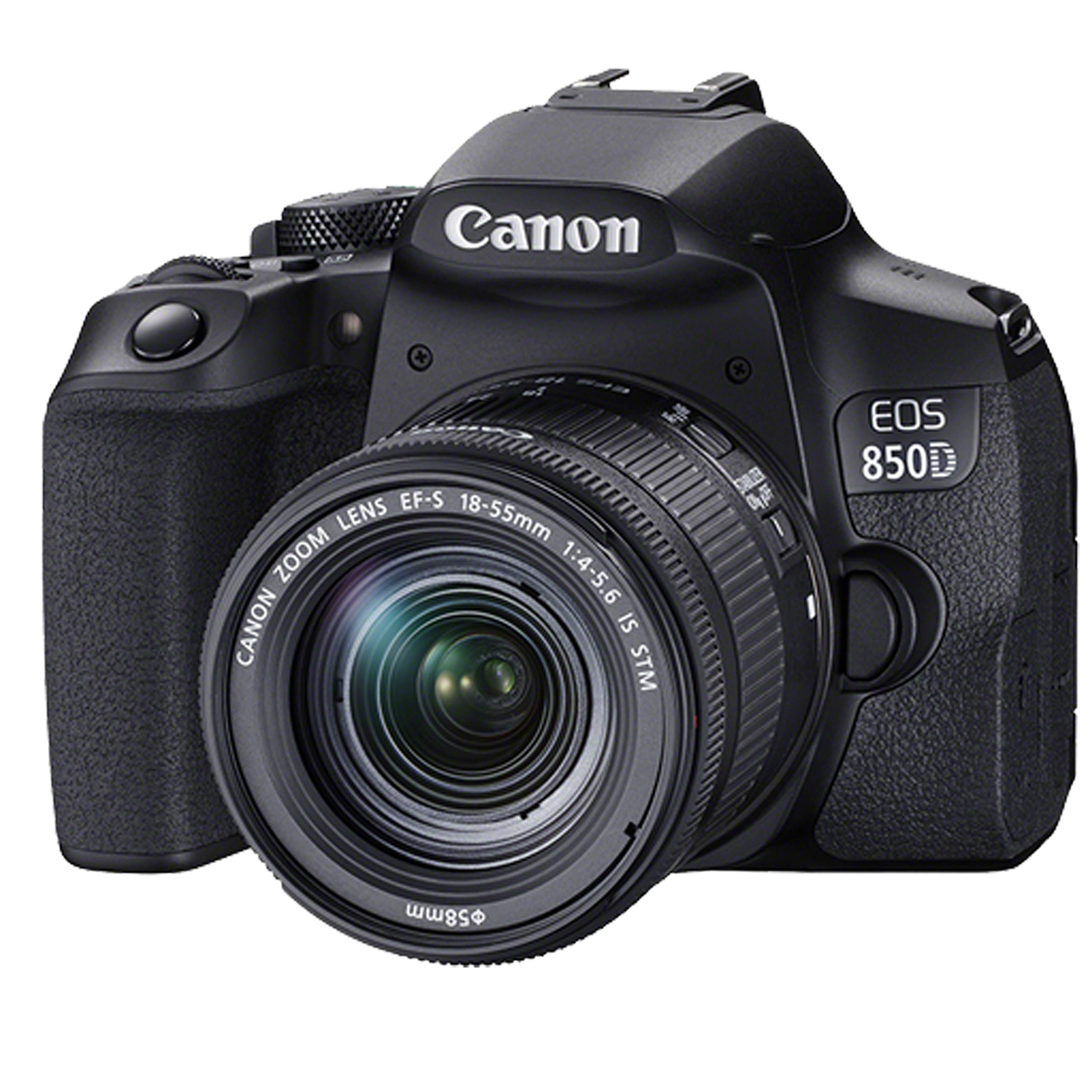Canon EOS 850D / Rebel T8I DSLR Camera w/EF-S 18-55mm F/4-5.6 STM Zoom Lens + 64GB Memory, Case, Tripod, Flash, Remote, and More (32pc Bundle) (Renewed)