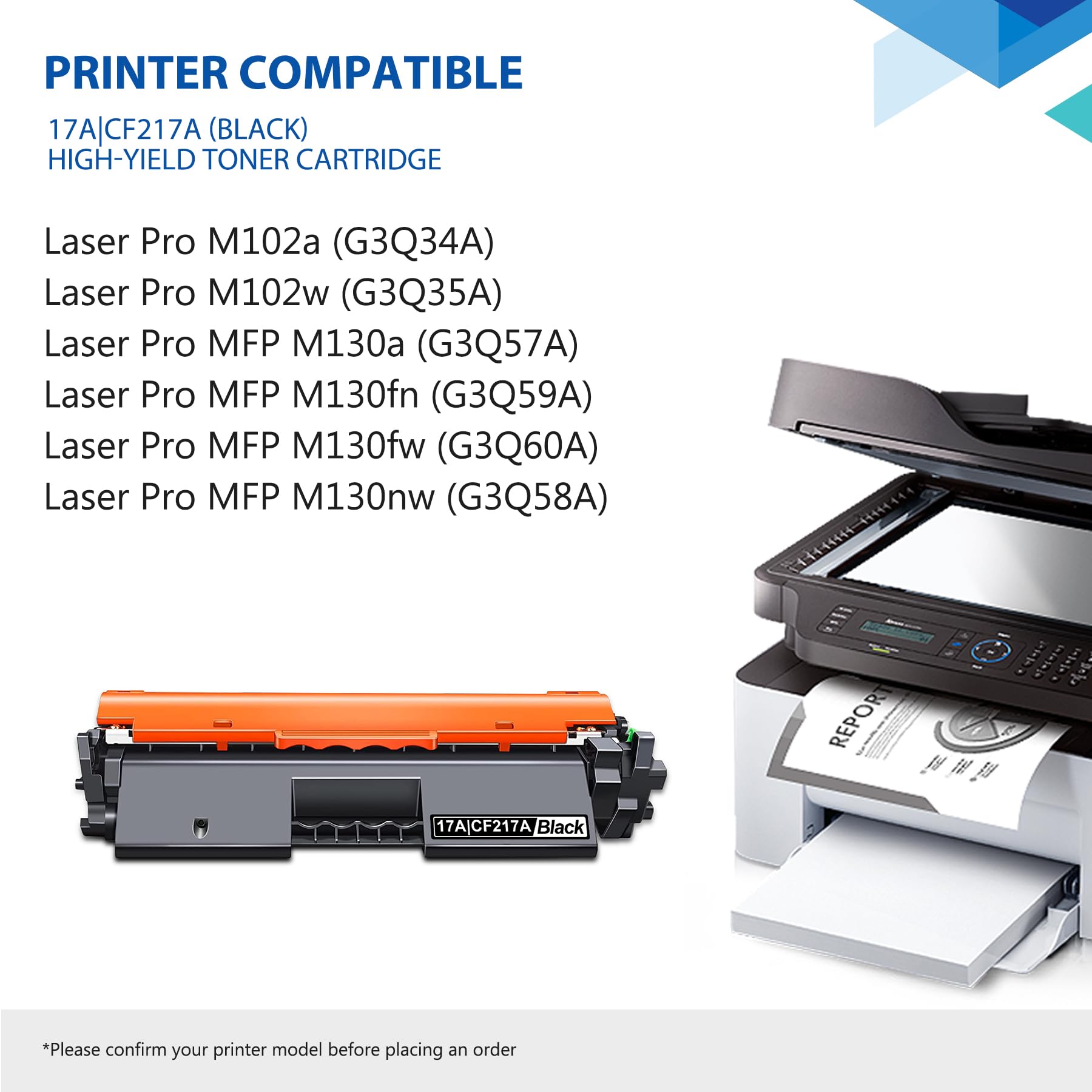 CF217A 17A Black Toner Cartridge with Chip Two Pack | 17A Black Ink Remanufactured Replacement for HP 17A Toner for Laser Pro M102a, M102w; Pro MFP M130a, M130fn, M130fw, M130nw Printer | CF217AD