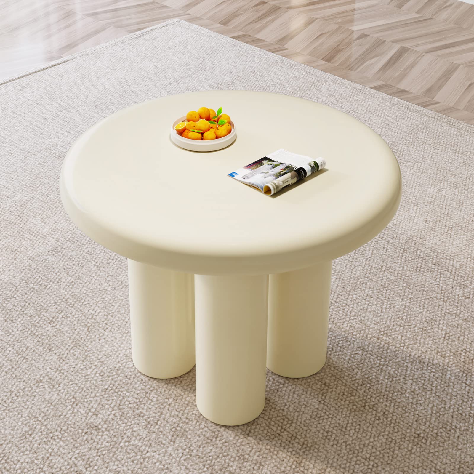 HOTICKME 39.37" White Kitchen Table, Modern Round Dining Table for Kitchen, Bar, Living Room, Dining Room Table, Table Only