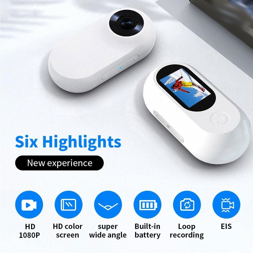 Kolarmo HD 1080P Thumb Motion Sport Camera,Thumb Motion Camera,1080p Mini Action Camera High Clear Sports Recorder Camera Waterproof with Screen Support Photo/Video/Playback Loop