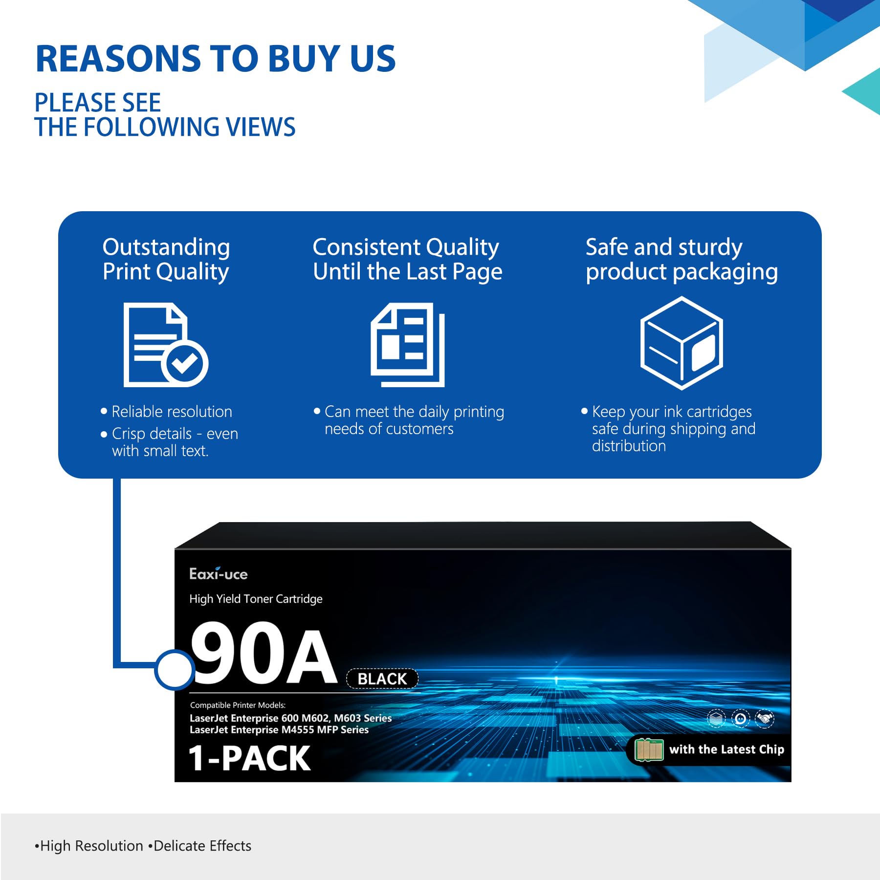 CE390A 90A Black Toner Cartridge with CHIP 4-Pack: 90A Toner Cartridge Replacement for HP90A Black Toner Works with Laser Enterprise 600 M602, M603 Series; Laser Enterprise M4555 MFP Series Printer