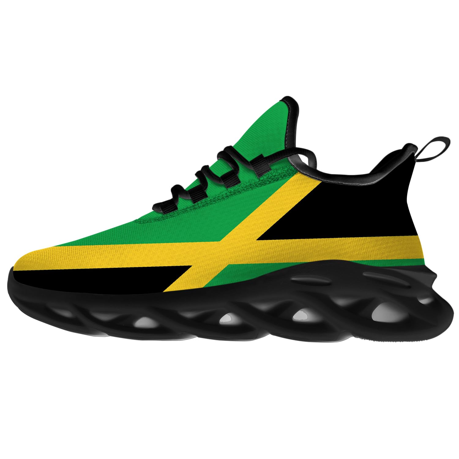 Ciadoon Jamaica Shoes for Women Men Jamaica Jamaican Flag Tennis Sneakers Running Walking Shoes Gifts for Her Him,Size 8 Men/10 Women Black