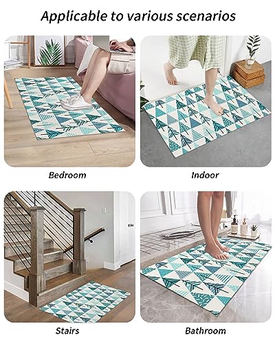 Indoor/Outdoor Door Mat Welcome Mats - Non-Slip Rubber Entryway Mats for Home High Traffic Area - Christmas Pine Tree Tile, 16x24 Inch