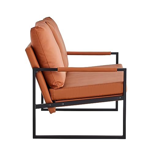 FANYE Modern Upholstered 2 Seaters Soft Love, Accent Deep Seat Loveseat Double Sofa & Couch for Home Office Apartment Small Space Living Room Furniture Set Sectional, Brown PU Leather 48" W