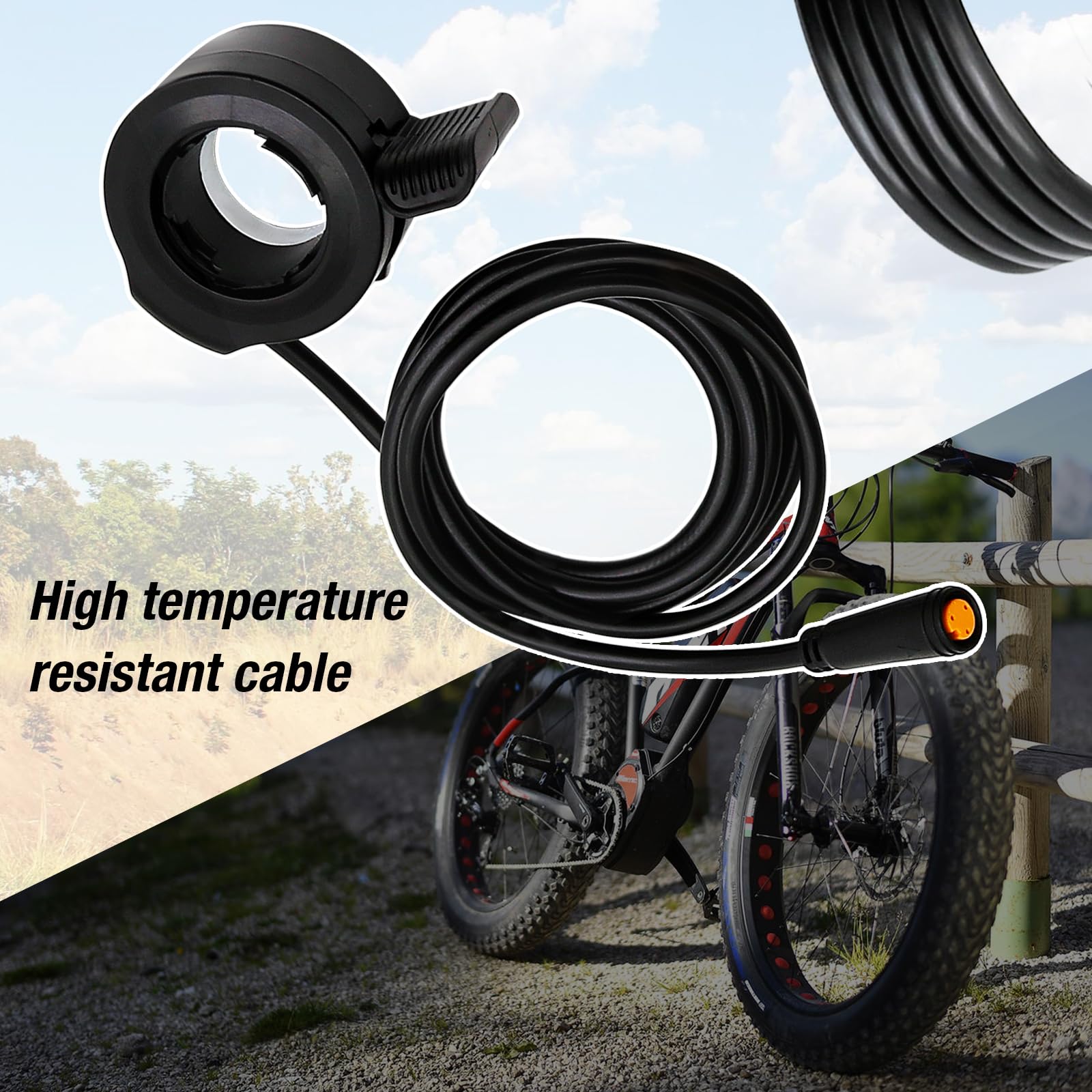 Thumb Throttle Replacement for Bafang Waterproof 3PIN Female Thumb Throttle Accelerator for eBike for BBS01B BBS02B BBSHD Mid Drive Motor eBike Conversion Kits E-Bike Throttle with 17.7 inch Cable