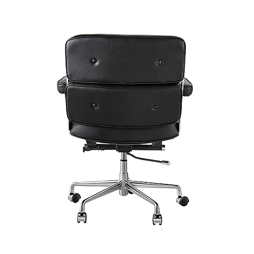 DHAEY Black Office Chair,PU Leather Desk Chair with Wheels,Adjustable Computer Executive Chair,Swivel Task Chair with Soft Backrest & Mute Pulley & Soft Sponge,Tilt Back to 120°,Easy to Assemble
