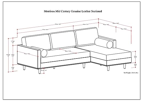 SIMPLIHOME Morrison Right Sectional Sofa in Full-Grain Genuine Leather, Sienna, 102-inches Wide, L-Shaped Leather Couch with Right Chaise for the Living Room and Family Room