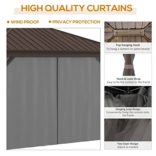 UXZDX 10' X 12' Outdoor Hardtop Gazebo with Aluminum Frame, Metal Roof Gazebo Canopy with Curtains and Netting