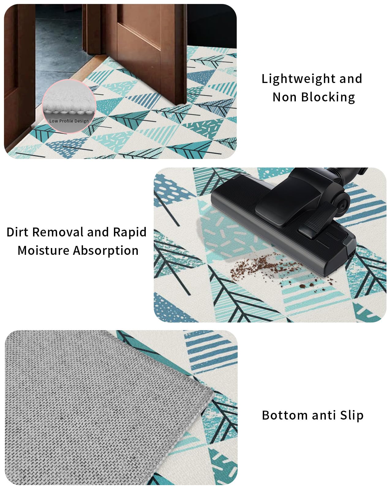 Indoor/Outdoor Door Mat Welcome Mats - Non-Slip Rubber Entryway Mats for Home High Traffic Area - Christmas Pine Tree Tile, 20x32 Inch