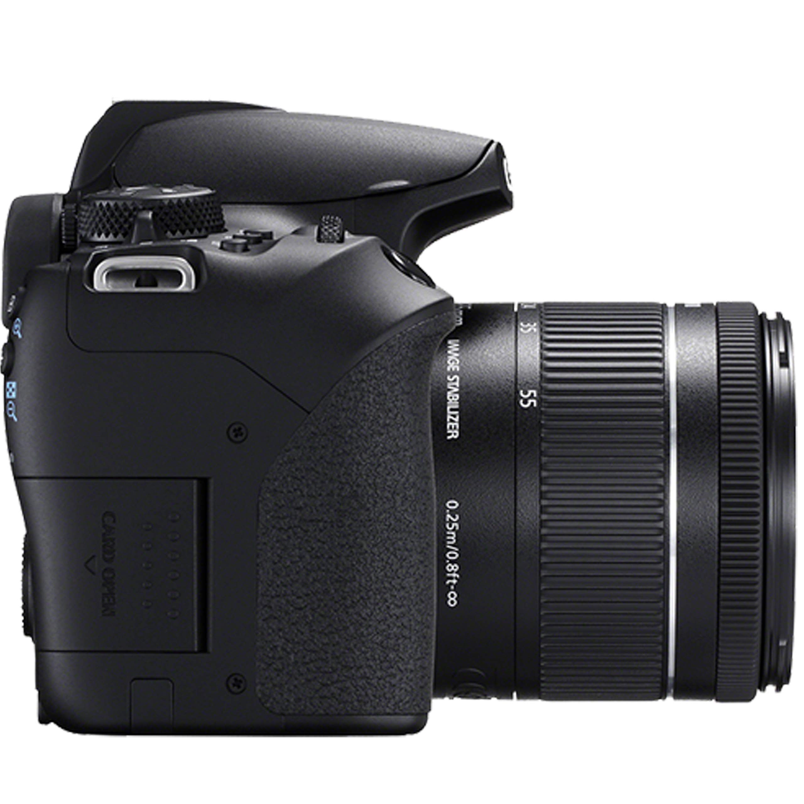 Canon EOS 850D / Rebel T8I DSLR Camera w/EF-S 18-55mm F/4-5.6 STM Zoom Lens + 64GB Memory, Case, Tripod, Flash, Remote, and More (32pc Bundle) (Renewed)