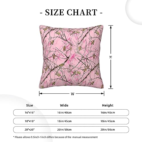 Pink Leaves Camo Throw Pillow Covers Corduroy Pillowcases Soft Square Cushion Case Decorative Cushion Covers for Bedroom Sofa Farmhouse 18"x18"