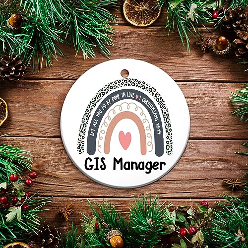 Let All You Do Be Done GIS Manager Ornament Ceramic for Christmas Tree Decorative, GIS Manager for Women Men, Funny Xmas Tree Hanging Ornament Round Ceramic Present Home Décor