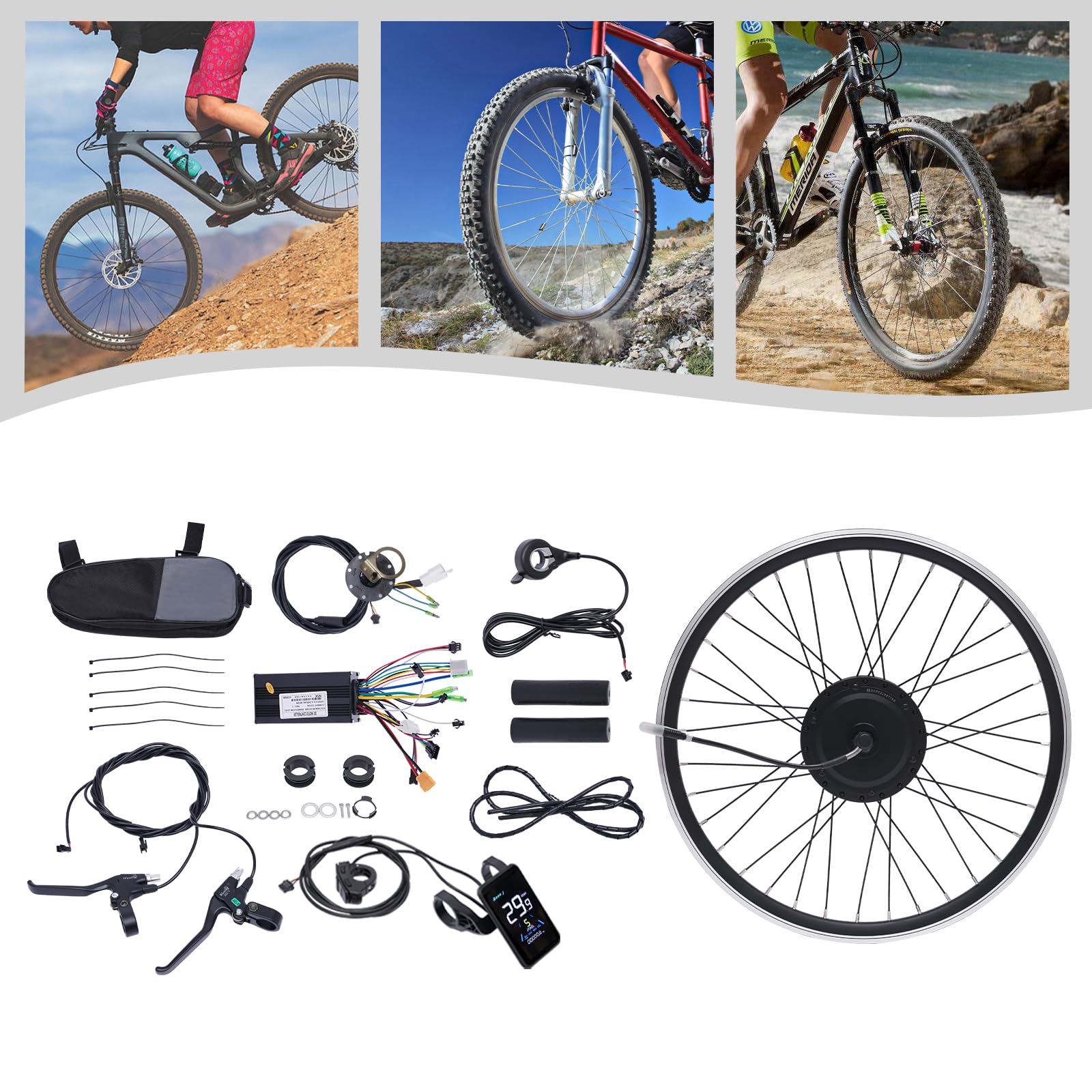 MIMODA 36V E-Bike Front Wheel Conversion Kit, Electric Bicycle Motor Kit, E-Bike Cycling Hub Conversion Dual Mode Controller for Road Bike Mountain Bike