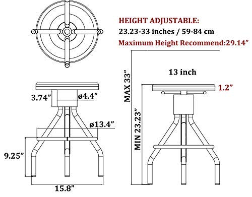 LOKKHAN 3-Piece Bar Table (38.6"-48.4") & 2 Backless Stools (24"-30") Set for Pub Kitchen Dining Living Party Bistro Breakfast, Swivel Top, Height Adjustable, Most Weld, Space-Saving
