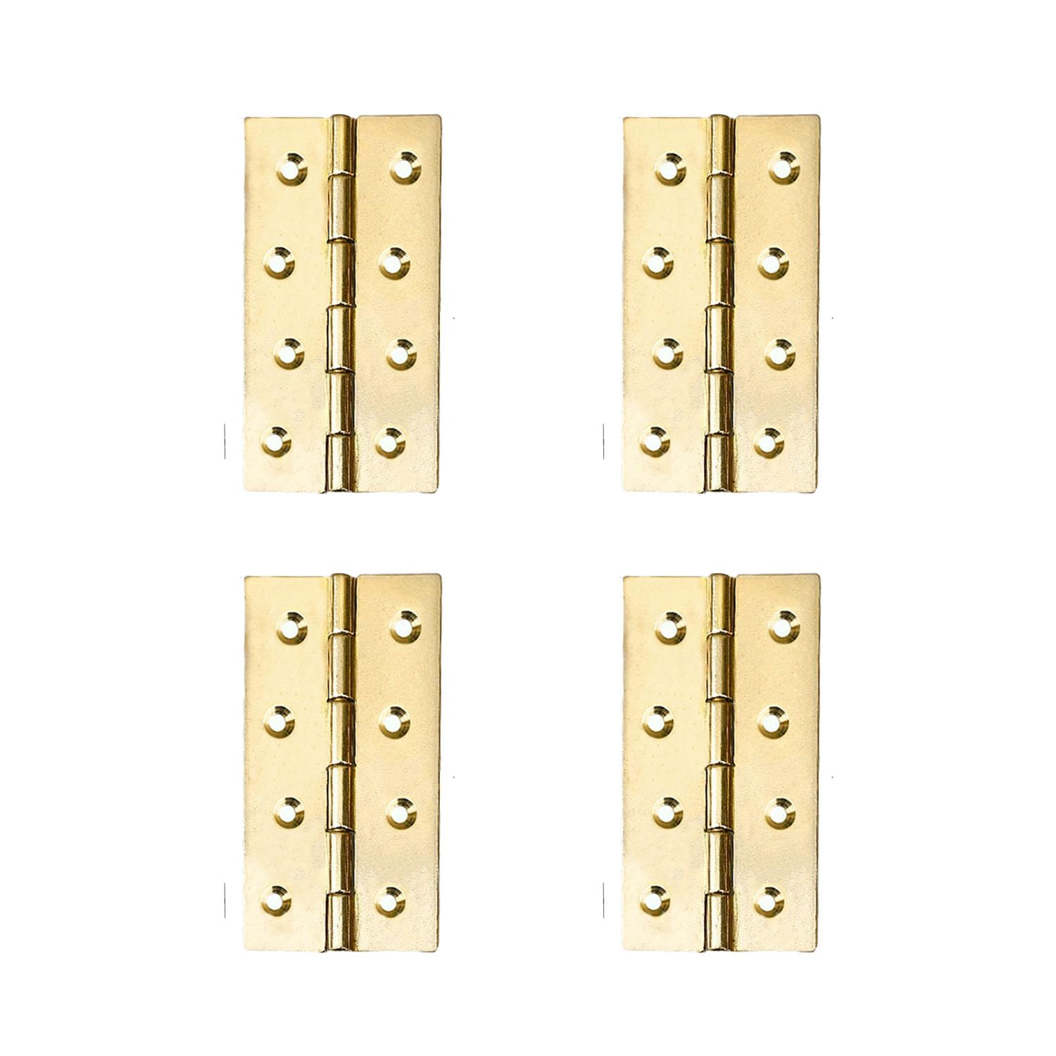 WJXFHTD 4Pack Interior Door Hinges Hinges for Doors Interior Brass Door Hinges Brass Hinges for Wood Boxes Satin Brass Door Hinges (Brass Color)