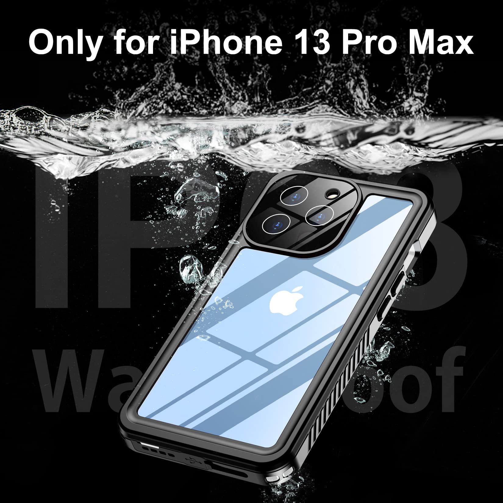 Temdan [Real 360 for iPhone 13 Pro Max Case Waterproof, Built-in 9H Tempered Glass Camera Lens & Screen Protection [13FTMilitary Dropproof][Full-Body Shockproof][IP68 Underwater] Phone Case White