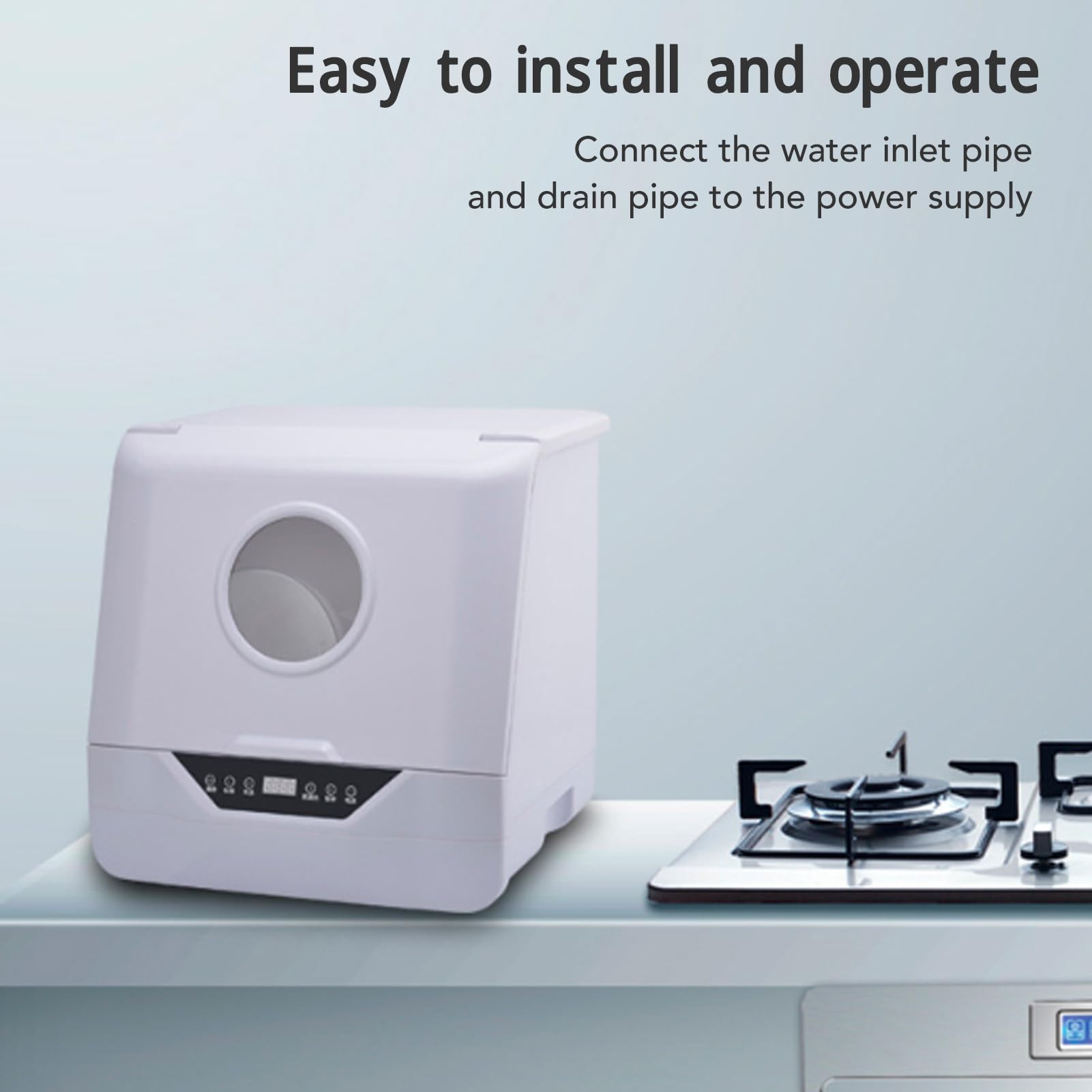 Portable Dishwasher Countertop, Mini Dishwasher with 6L Built in Water Tank,360° Dual Spray,Automatic Leak Proof for Small Apartments Dorms Offices RV 800W(US Plug)