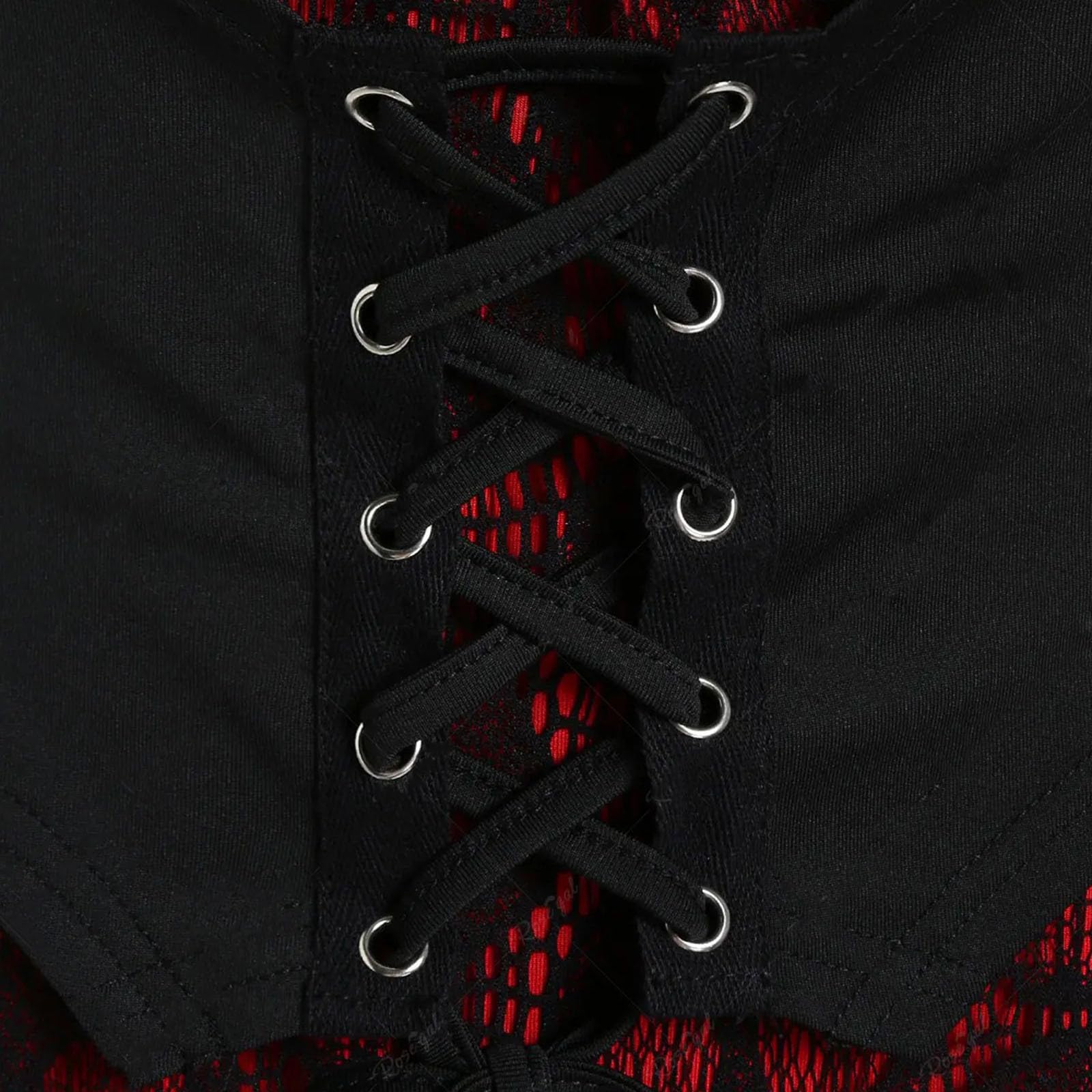 Women's Vintage Gothic Court Lace Up Patchwork Skirt Steampunk Medieval Renaissance Victorian A-Line Pirate Skirts Red