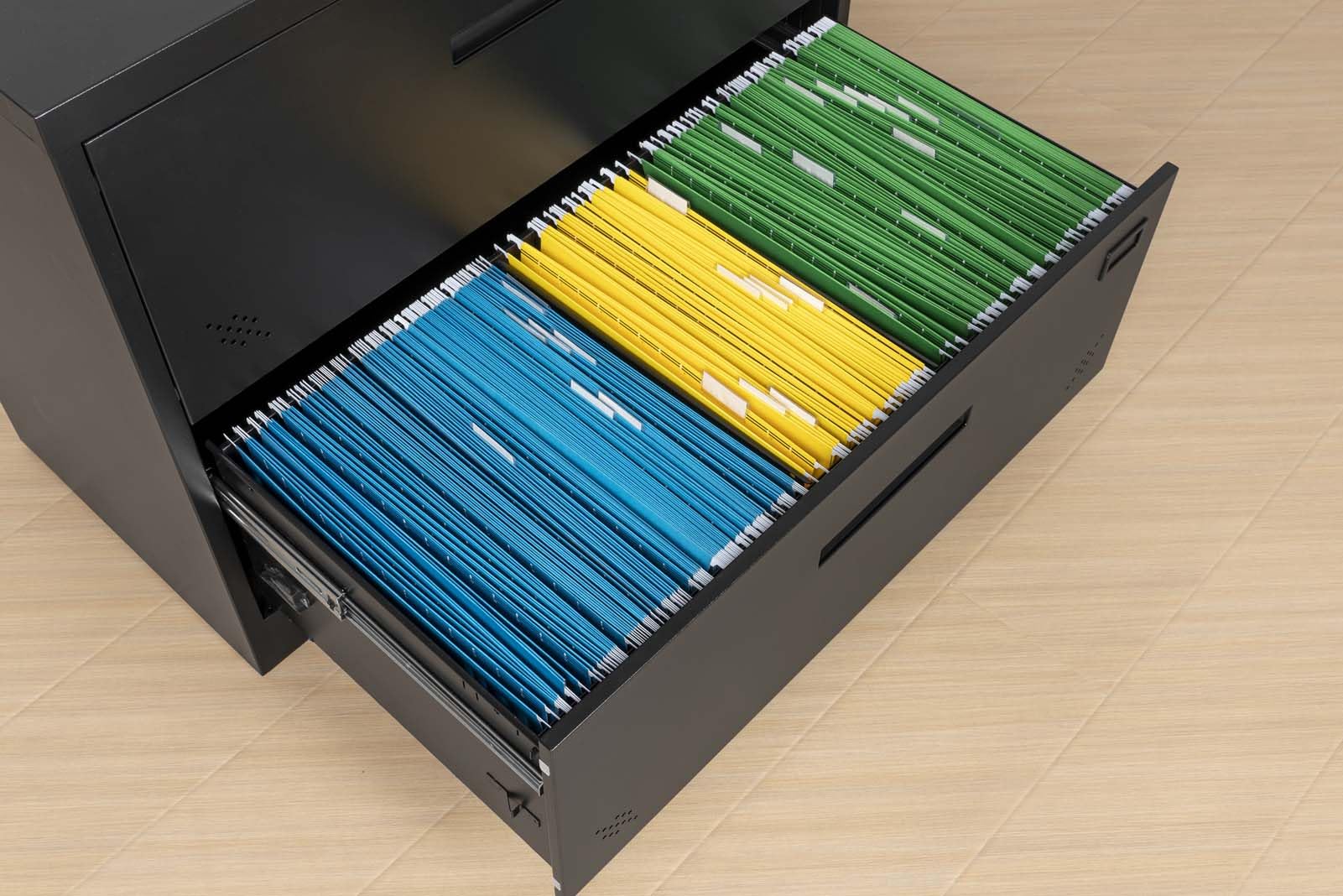 Modern Metal Lateral File Cabinet with Lock, Locking Wide File Cabinet with Large Drawer, Large Deep Storage Cabinet Locked by Keys for Home Office Letter/Legal/F4/A4 Size (Black2)