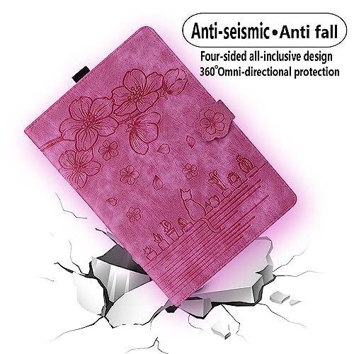 for Samsung Galaxy Tab A8 10.5 (2021) SM-X200 X205 Tablet Case TPU + PU Leather 2-Step Adjustment Kickstand Cover with Auto Wake/Sleep[Sakura & Cats] - 02