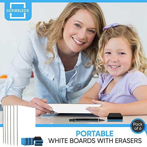 Set of 12 Small White Board Dry Erase Boards Classroom Pack Mini White Boards 9"x12β Double Sided Personal Whiteboards for Students Teachers School Supplies Lapboards l 12 Mini Whiteboard Erasers Incl