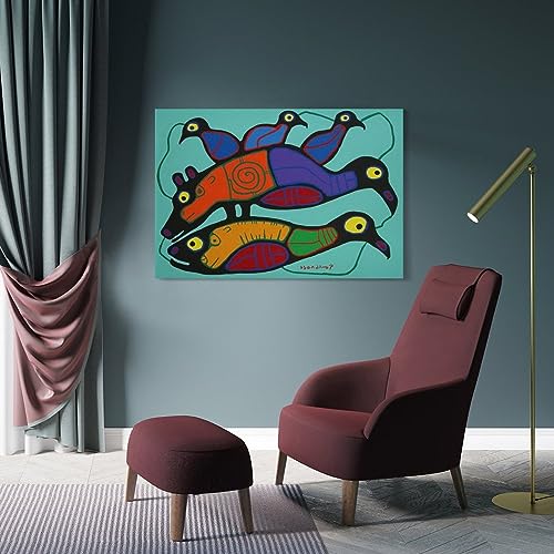 Norval Morrisseau Prints Loon Spirits Transforming Poster Gifts Canvas Painting Poster Wall Art Decorative Picture Prints Modern Decor Framed-unframed 16x24inch(40x60cm)