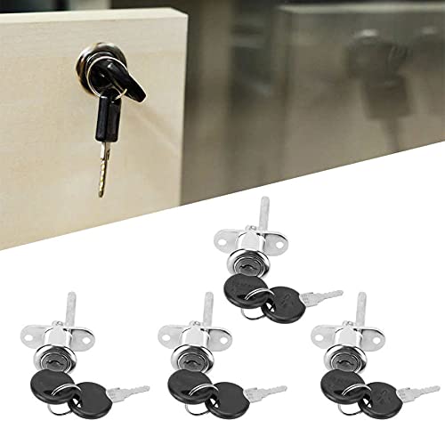Cupboard Locks,time Lock Box, Cam Lock,Cabinet Lock 4Pcs Zinc Alloy Cam Cylinder Lock Security Office Desk Drawer Cabinet Lock Mailbox Cupboard Locker Furniture Door Lock with Keys