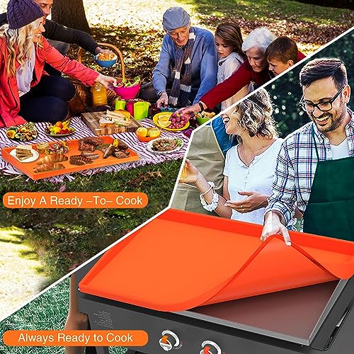 Eibodian Silicone Griddle Mat for 28" Blackstone, Upgraded Full-Edge Blackstone Griddle Cover, Heavy Duty Food Grade Silicone Grill Mat Protects Grill Year-Round
