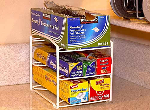 SimpleHouseware Kitchen Wrap Organizer Rack, White