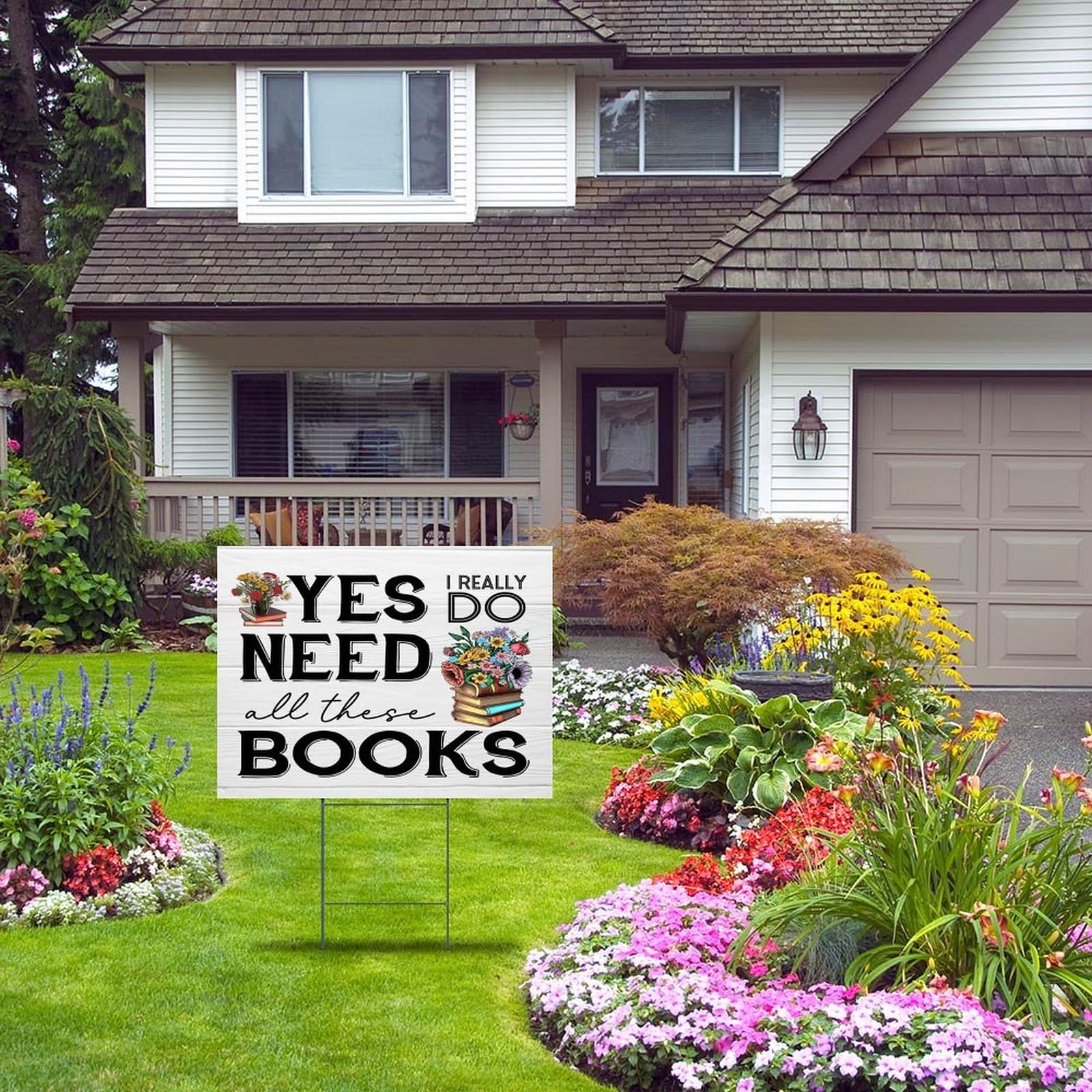Autravelco Yes I Really Do Need All These Books Yard Signs with Stakes 18x24 Inch Classmate Custom Yard Lawn Sign for House Rent Lawn Yard Decorations