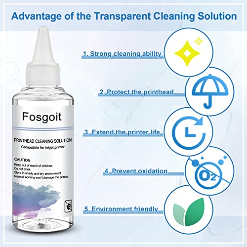 Printhead Cleaning Kit 100ml, Printer Cleaning Kit for Epson Ecotank Printer, Printer Cleaner Kit for HP Printhead, Inkjet Printer Head Cleaning Kit for Canon Brother Lexmark Print Head Liquid Nozzles