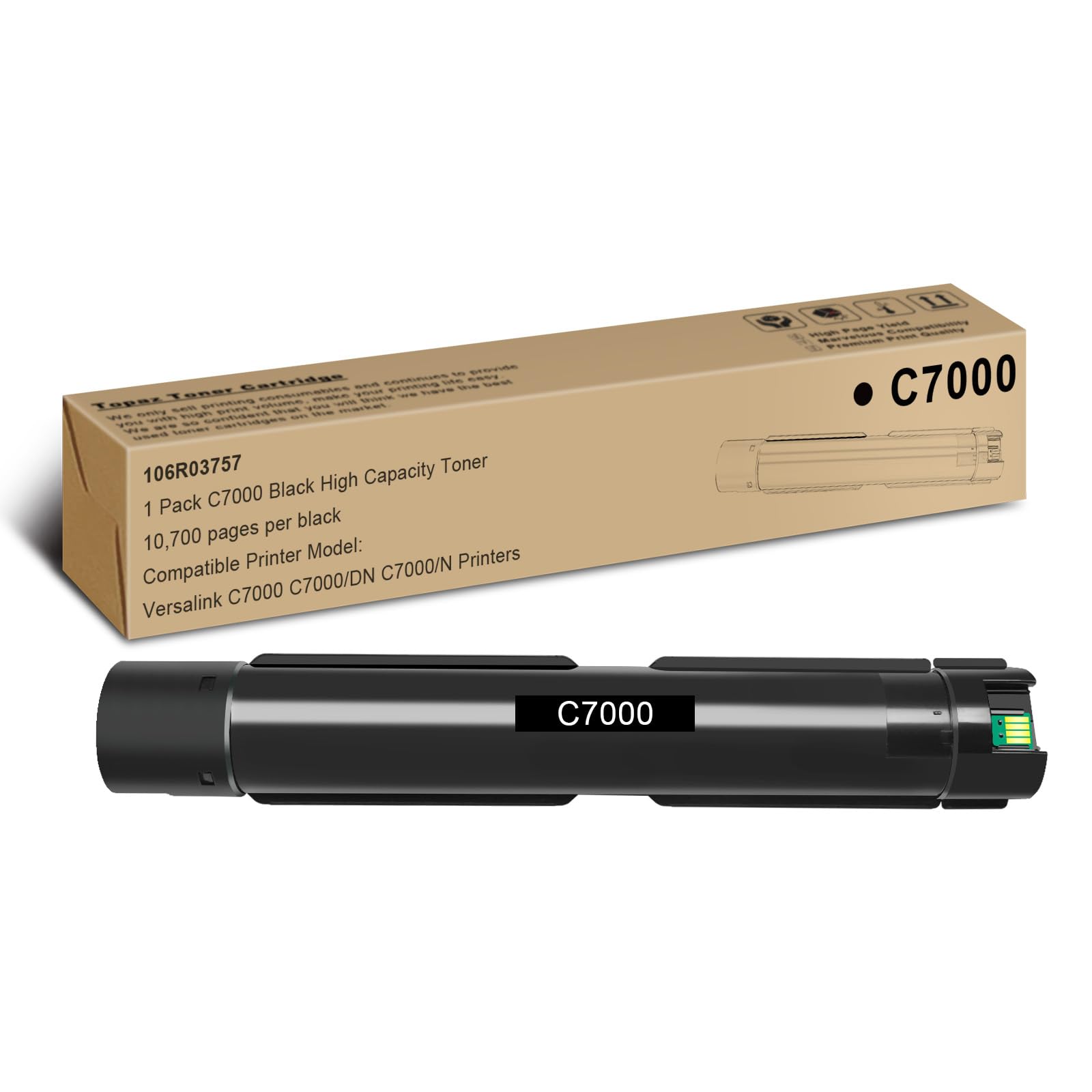 VersaLink C7000 Black High Capacity Toner-Cartridge Replacement for Xerox 106R03757 for VersaLink C7000 C7000/DN C7000/N (10,700 Pages)