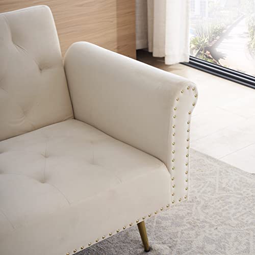 Eafurn Futon Couch Bed Sleeper Loveseat, Convertible Folding Sofa with Armrest, Adjustable Backrest, Modern 2 Seater Upholstered Love Seat Sofa & Couch for Small Space, Living Room