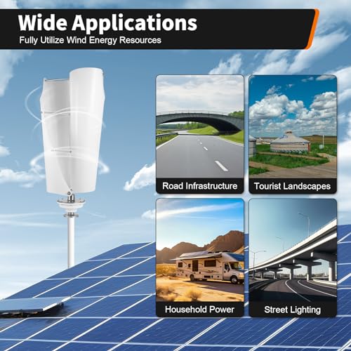OUKANING 400W 12V Portable Vertical Helix Maglev Axis Wind Power Turbine Generator Kit with Charge Controller, 2 Blades, White