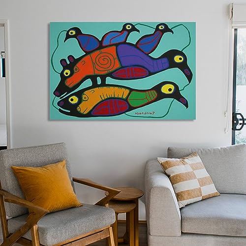 Norval Morrisseau Prints Loon Spirits Transforming Poster Gifts Canvas Painting Poster Wall Art Decorative Picture Prints Modern Decor Framed-unframed 16x24inch(40x60cm)