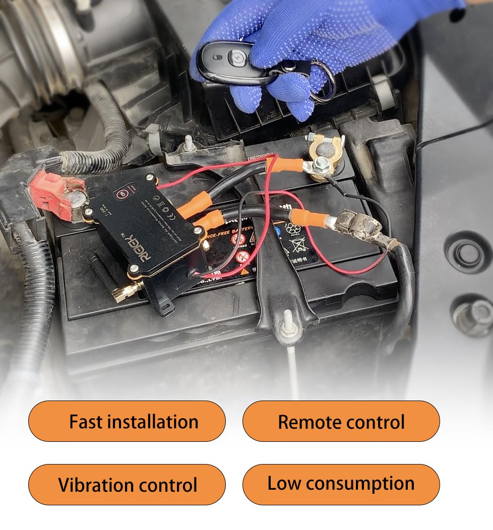 RIEIEK Car Remote Battery Kill Switch with Vibration Control, Low Voltage Auto Cutoff 12V-24V Universal Disconnect Switch